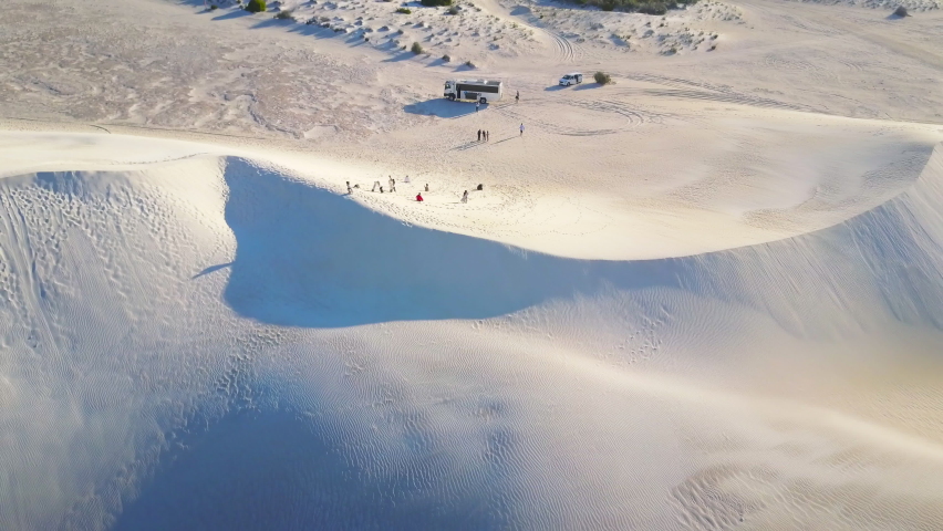 wide-open large white sand dunes sandboarding Stock Footage Video (100% ...