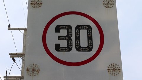 Thailand Traffic Road Signs Reduce Speed Stock Footage Video (100% ...