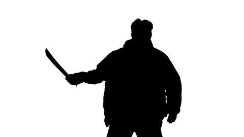 Silhouette Jason Voorhees Looking Camera Waving Stock Footage Video ...