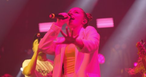 Singing Girl Side View Girl Singer Stock Footage Video (100% Royalty ...