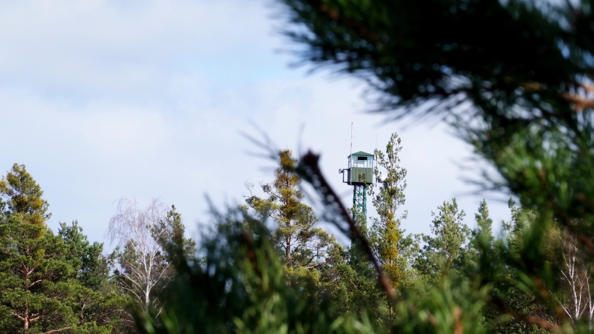 forest fire lookout tower visible above Stock Footage Video (100% ...
