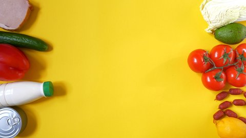 Animated Frame Different Food Vegetables Fruits Stock Footage Video ...