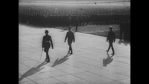 1930s Adolph Hitler Two Officers Walk Stock Footage Video (100% Royalty ...
