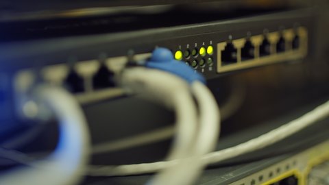 Close Network Panel Mainframe Wires Leds Stock Footage Video (100% ...