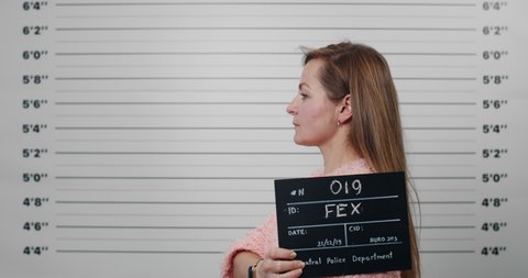 Side Profile Mugshot Arrested Young Woman Stock Footage Video (100% ...