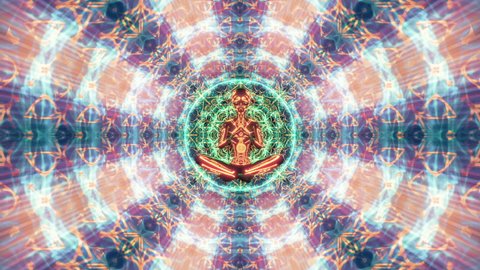 Alien Meditating On Colorful Psychedelic Background Stock Footage Video ...