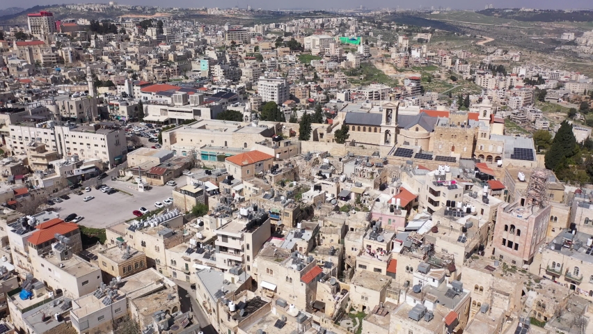 arial view over church nativity city Stock Footage Video (100% Royalty ...