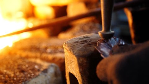 Smithery Hot Metal Shaping Precious Metal Stock Footage Video (100% ...
