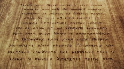 Ancient Wooden Tablet Full Carved Runes Stock Footage Video (100% ...