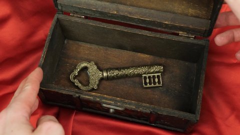 Opening Treasure Chest Key Inside Inscription Stock Footage Video (100% ...