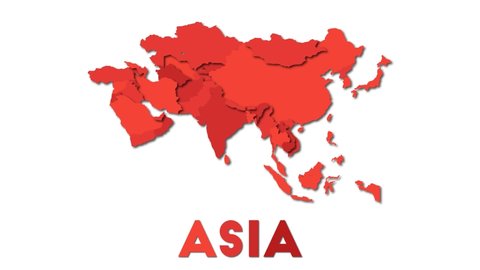 Asia Map Showing Regions Animated Continent Stock Footage Video (100% ...