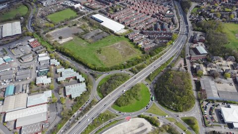 Aerial Footage Busy Roundabout City Leeds Stock Footage Video (100% ...