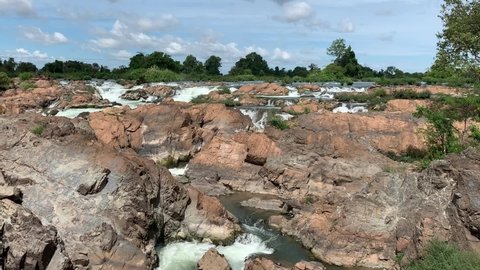 Waterfall Don Det Laos Stock Footage Video (100% Royalty-free ...
