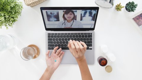 Top View Young Lady Using Computer Stock Footage Video (100% Royalty ...