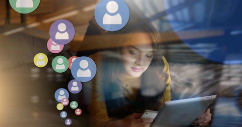 Animation Social Media People Icons Over Stock Footage Video (100% ...