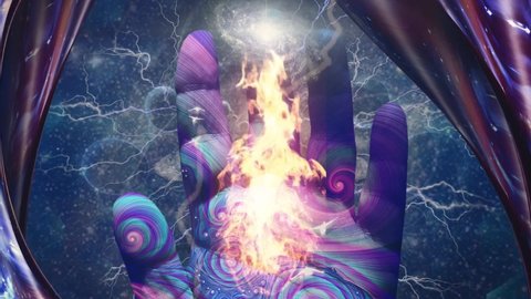 Eternal Fire Hand God Animated Video Stock Footage Video (100% Royalty ...