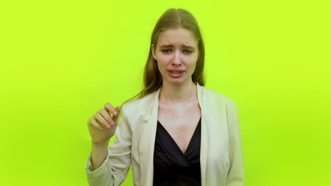 Overwork Executive Young Woman Crying Studio Stock Footage Video (100% ...