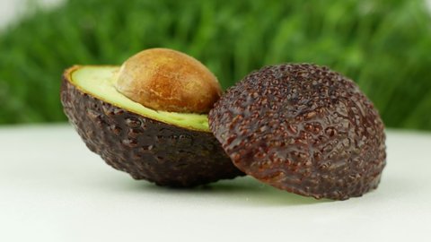Avocado Rotates On Green Grass Background Stock Footage Video (100% ...