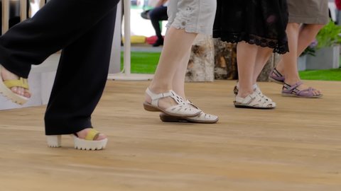 Close Elderly Women Legs Dancing Stomping Stock Footage Video (100% ...