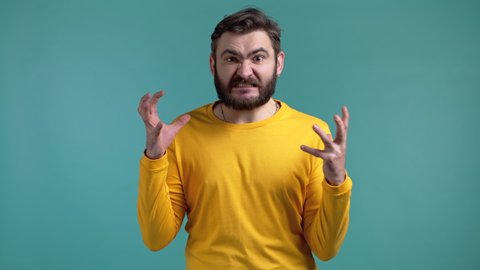 Angry Stressed Man Shouting Isolated Over Stock Footage Video (100% ...