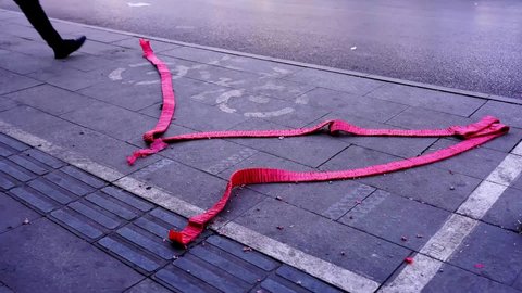 Red Firecrackers Placed On Ground Exploded Stock Footage Video (100% ...