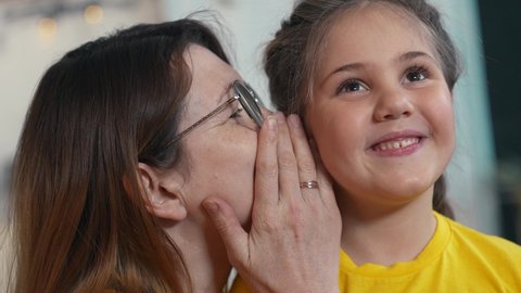 Kid Whisper Secret Mom Whispers Daughter Stock Footage Video (100% ...