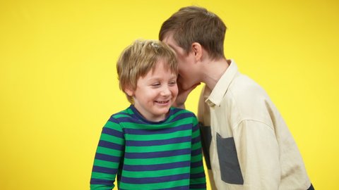 Positive Smiling Boys Sharing Secrets Whispering Stock Footage Video ...