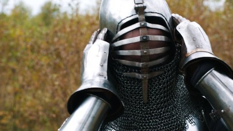 Closeup Medieval Knight Armor Who Removes Stock Footage Video (100% ...