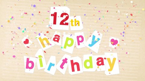 12nd Happy Birthday Celebration 12 Years Stock Footage Video (100% ...