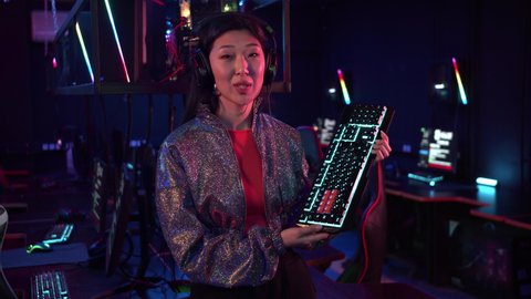 Experienced Asian Gamer Shows Gaming Keyboard Stock Footage Video (100% ...