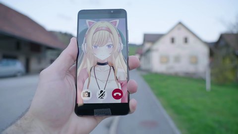 Video Call Anime Virtual Waifu While Stock Footage Video (100% Royalty ...