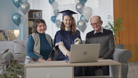 Happy Parents Congratulate Female Graduate On Stock Footage Video (100% ...