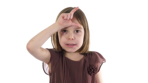 Loser Hand Gesture Little Girl Hand Stock Footage Video (100% Royalty ...