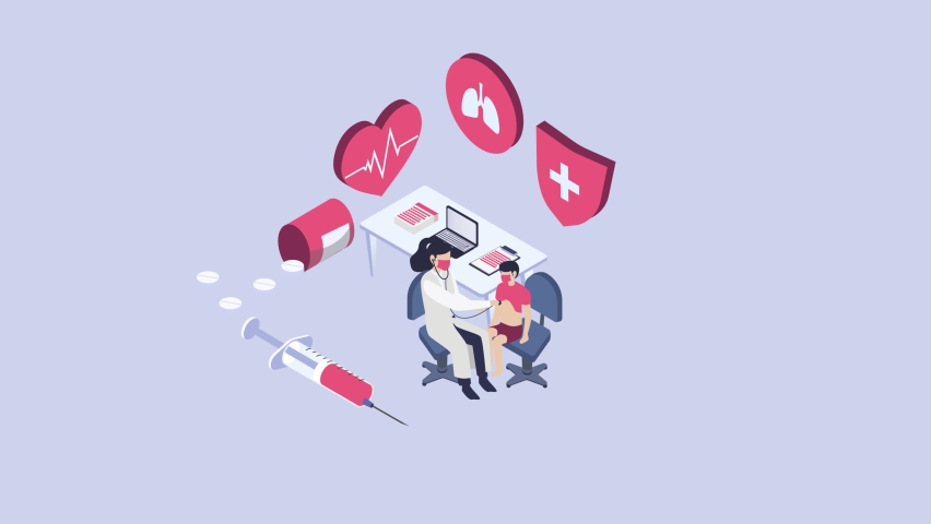 female doctor animation wearing face mask Stock Footage Video (100% ...