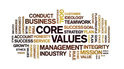 4k Core Values Animated Tag Word Stock Footage Video (100% Royalty-free ...