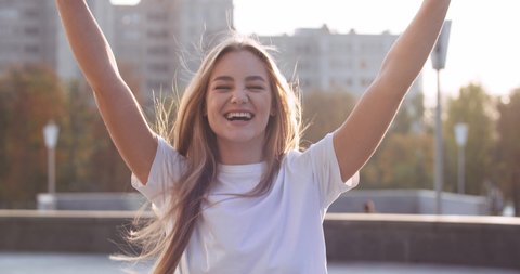 Portrait Happy Young Female Model Student Stock Footage Video (100% ...