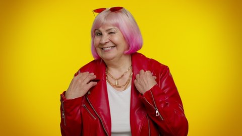 Playful Happy Elderly Rocker Granny Woman Stock Footage Video (100% ...