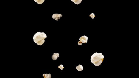 Popcorn Falling Down Shot Transparent Background Stock Footage Video ...