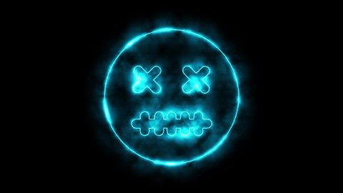 Linear Neon Animation Blue Funny Face Stock Footage Video (100% Royalty ...
