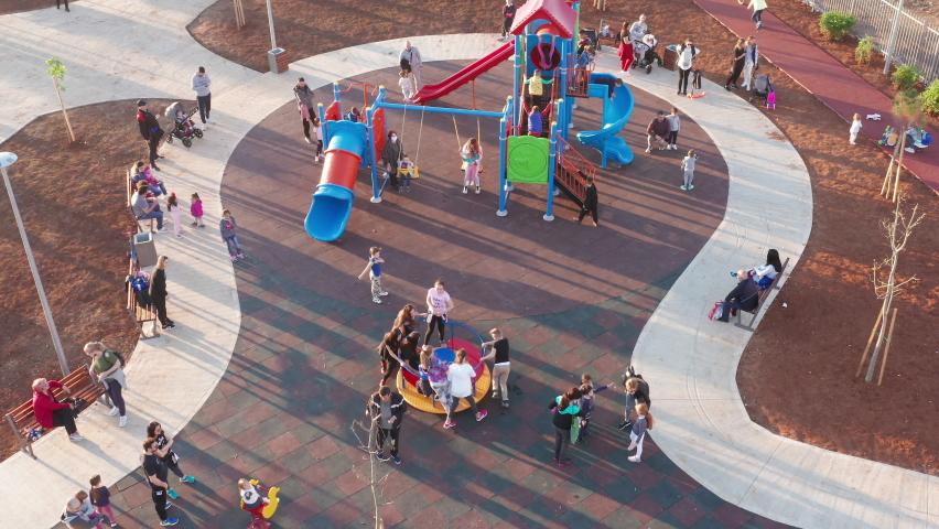 Playground Kids Park Busy Children Having Stock Footage Video (100% ...