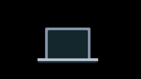 Opening Laptop Animated Icon Alpha Channel Stock Footage Video (100% ...