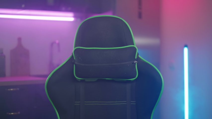 Empty Gaming Chair Colorful Kitchen Background Stock Footage Video (100 ...