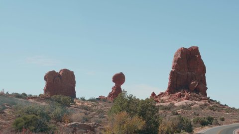 Red Orange Butte Massive Rock Formation Stock Footage Video (100% ...
