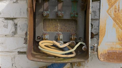 Rusty Electric Switch Cabinet Outside House Stock Footage Video (100% ...