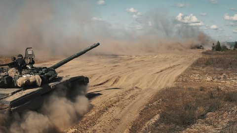 Tanks Drive Aerial Army Training Military Stock Footage Video (100% ...