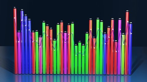 Multicolor Bars Counters Graph Beautiful 3d Stock Footage Video (100% ...