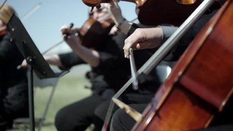 Shot Outdoor Orchestra Close On Musicians Stock Footage Video (100% ...