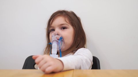 Toddler Girl Oxygen Nebuliser Treatment Home Stock Footage Video (100% ...