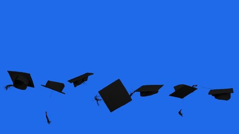 Slow Motion Graduation Caps Thrown On Stock Footage Video (100% Royalty ...