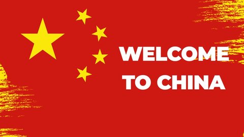 Welcome China Text Animation National Flag Stock Footage Video (100% ...